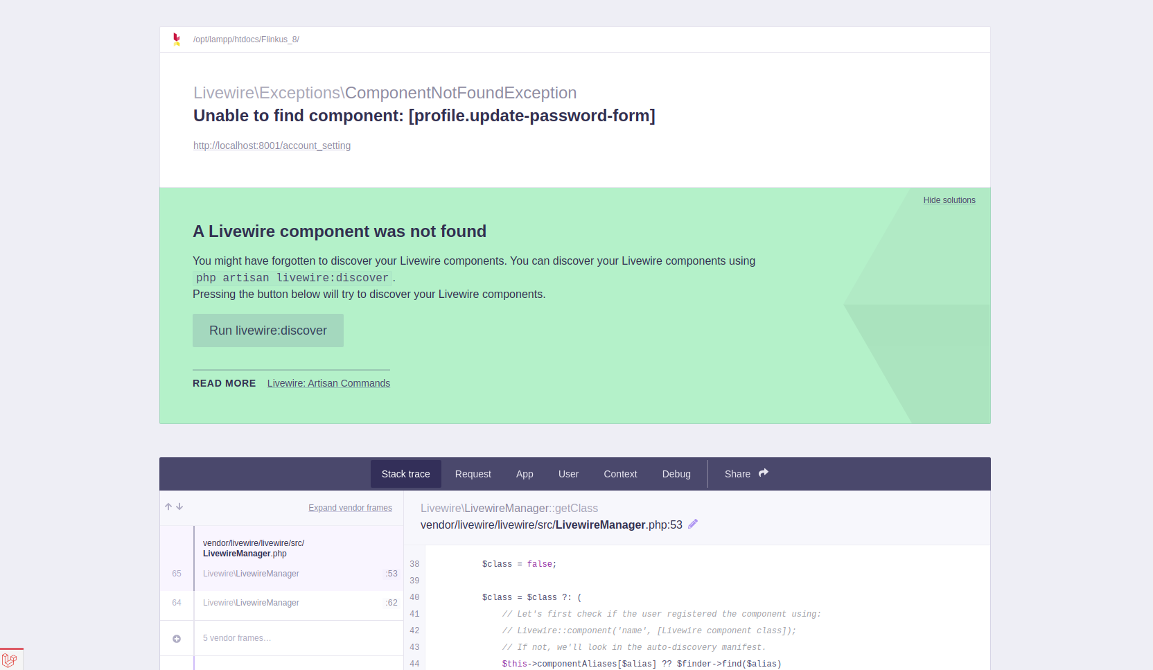 Components Under Profile Folder Not Working · Issue 522 · Laravel