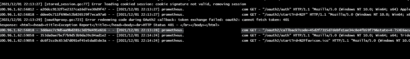 Error redeeming code during OAuth2 callback: token exchange failed: oauth2: cannot fetch token ...