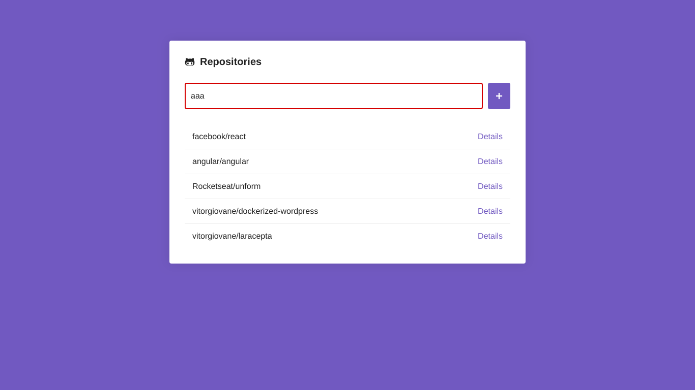 GitHub - vitorgiovane/rocketseat-bootcamp-first-project-with-reactjs: Desafio 5: Primeiro ...