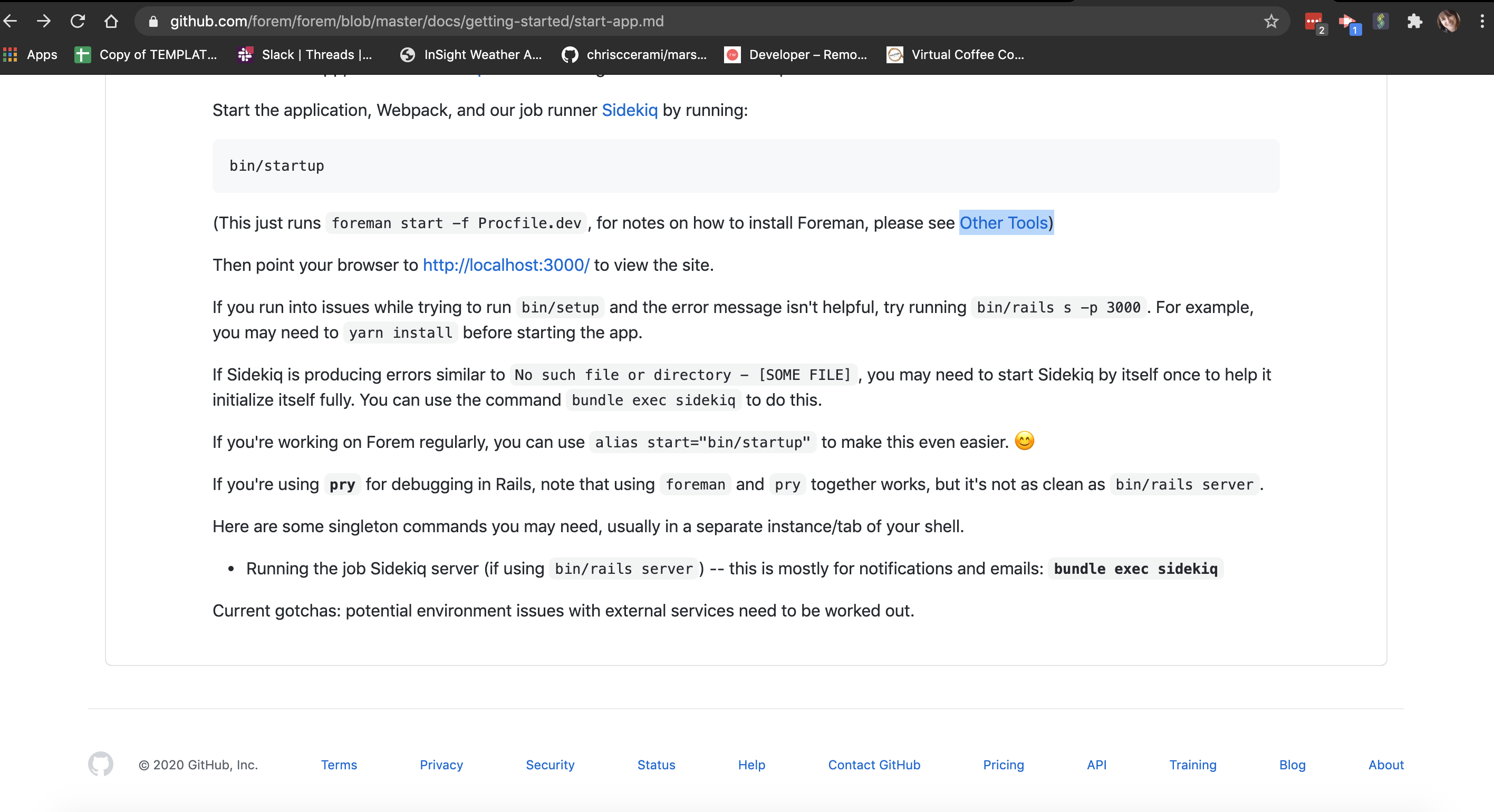 Broken link in forem/blob/master/docs/getting-started/start-app.md · Issue #11191 · forem/forem ...