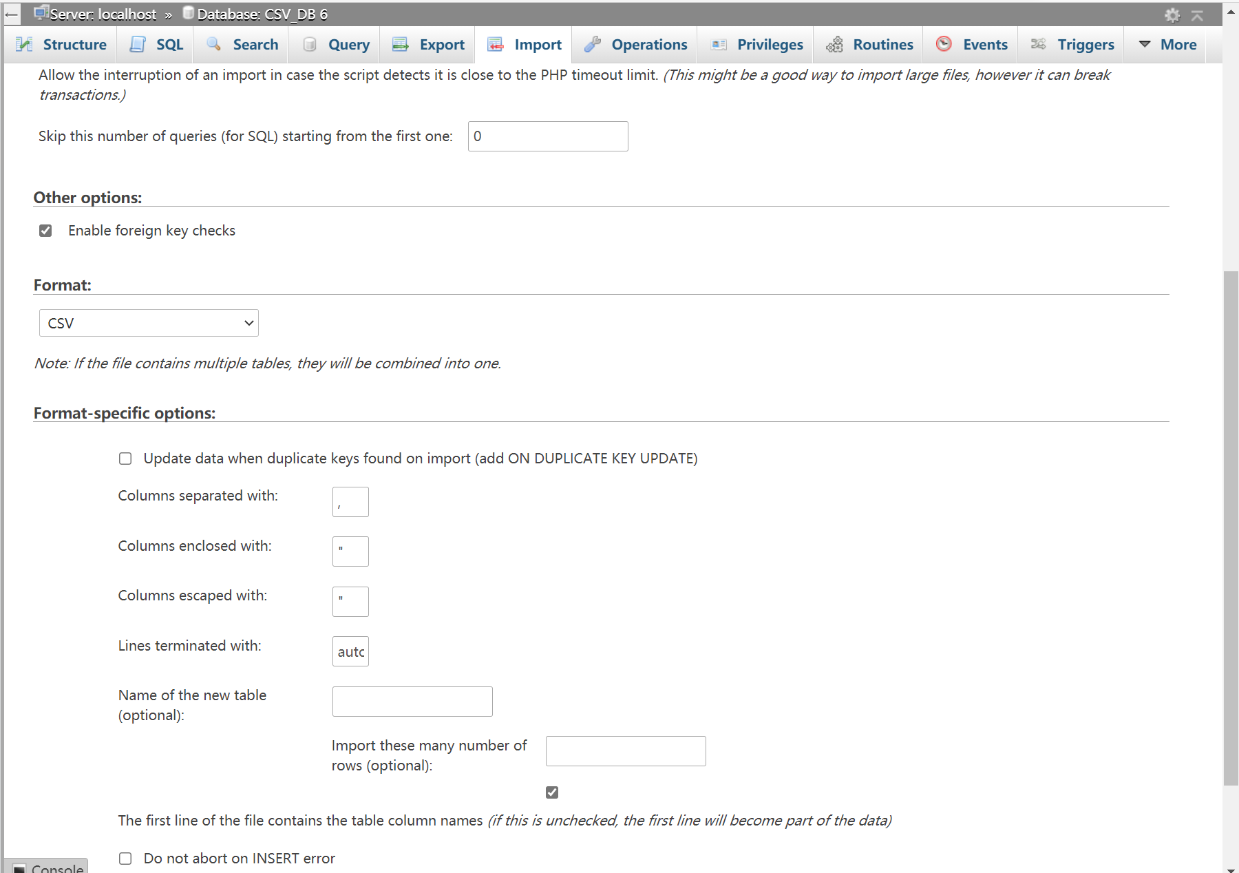 Bug when importing a csv file · Issue #16907 · phpmyadmin/phpmyadmin · GitHub
