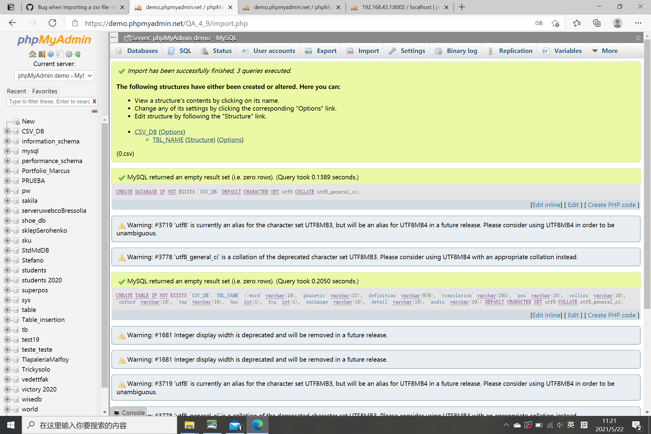 Bug when importing a csv file · Issue #16907 · phpmyadmin/phpmyadmin · GitHub