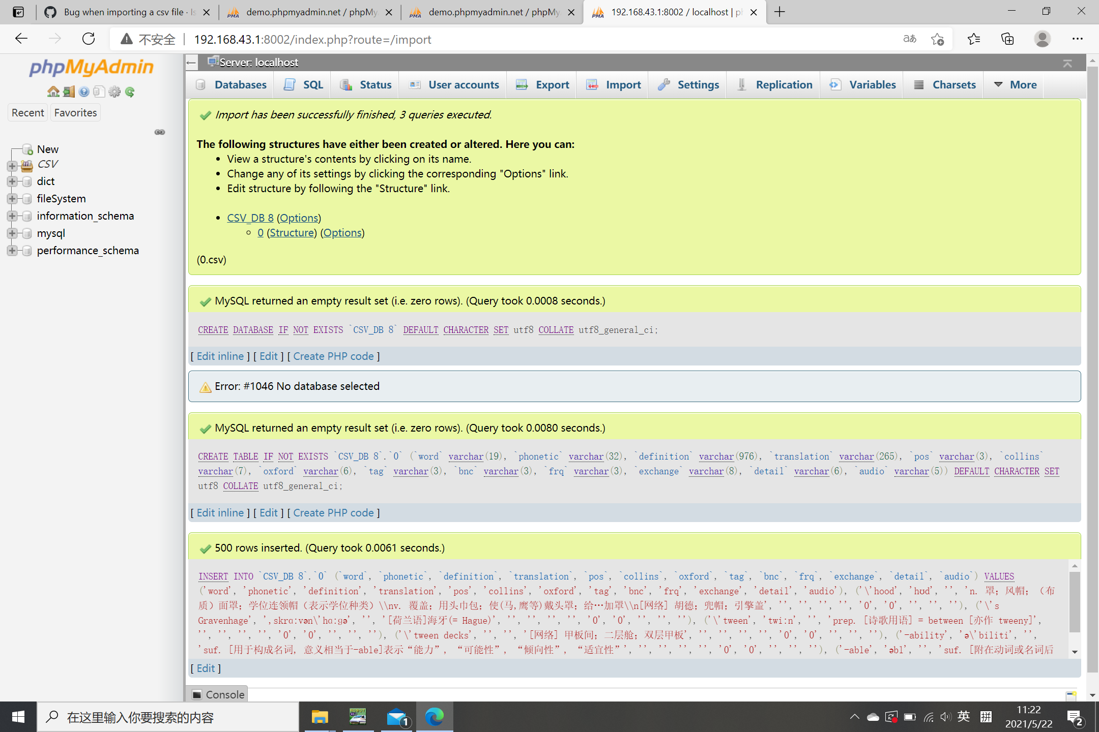 Bug when importing a csv file · Issue #16907 · phpmyadmin/phpmyadmin · GitHub