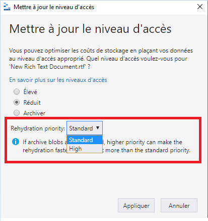 There are untranslated strings in the localized 'Change Access Tier ...
