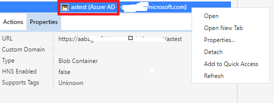 The keyword 'ADLS Gen2' disappears after refreshing one Azure AD attached ADLS Gen2 blob ...
