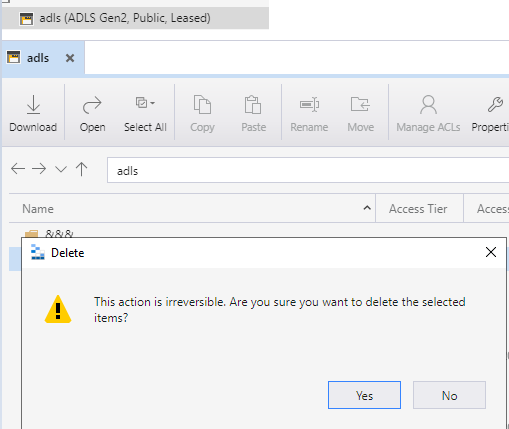 The 'Delete' dialog pops up when using keyboard shortcut for one blob under one public connected ...