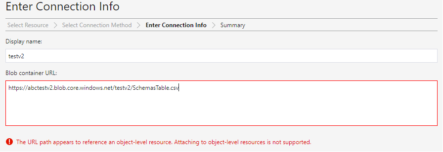 An error occurs after clicking action 'Manage Snapshot' for one public attached ADLS Gen2 blob ...