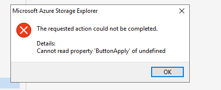 An error dialog pops up when clicking 'Set Public Access Level…' for one blob container · Issue ...