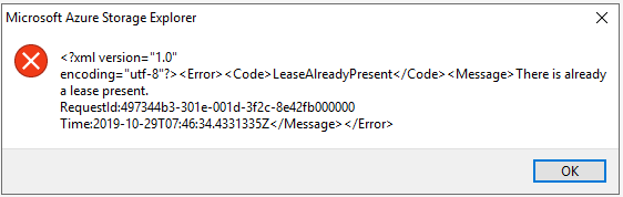 An error occurs when acquiring lease for the multiple ADLS Gen2 blobs including one leased blob ...