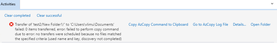 The downloading activities cannot complete when the selected folder is empty for one ADLS Gen2 ...