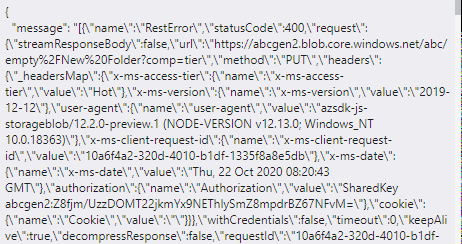 Show a failed activity log when changing access tier for one ADLS Gen2 folder with subfolder ...
