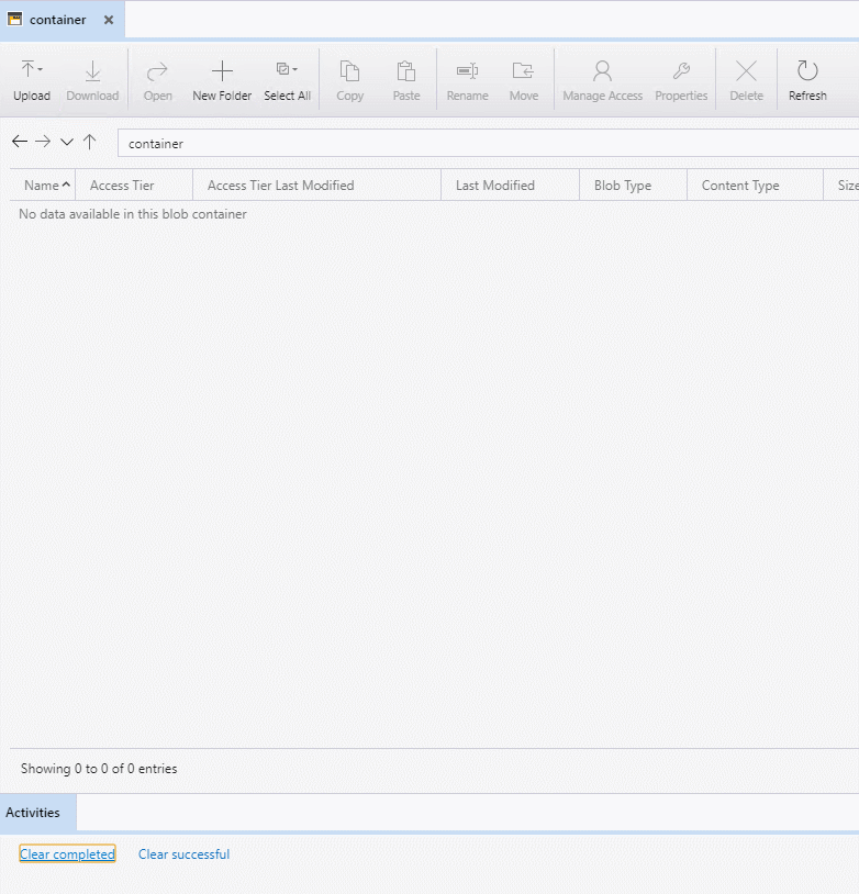 Show a failed activity log when changing access tier for one ADLS Gen2 folder with subfolder ...
