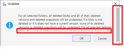 The layout of the 'Undelete' dialog shows unfriendly for one blob · Issue #3741 · microsoft ...