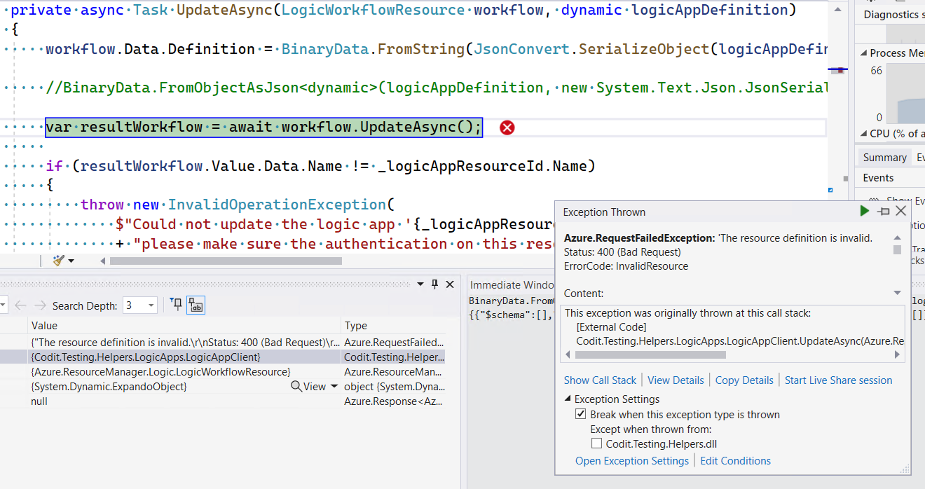 [bug] Azure Resourcemanager Logic Logicworkflowresource Updateasync Always Returns 400