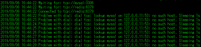 [ 问题咨询 ]采取docker部署，Problem with dial: dial tcp: lookup mysql on 127.0.0.11:53: no such host ...
