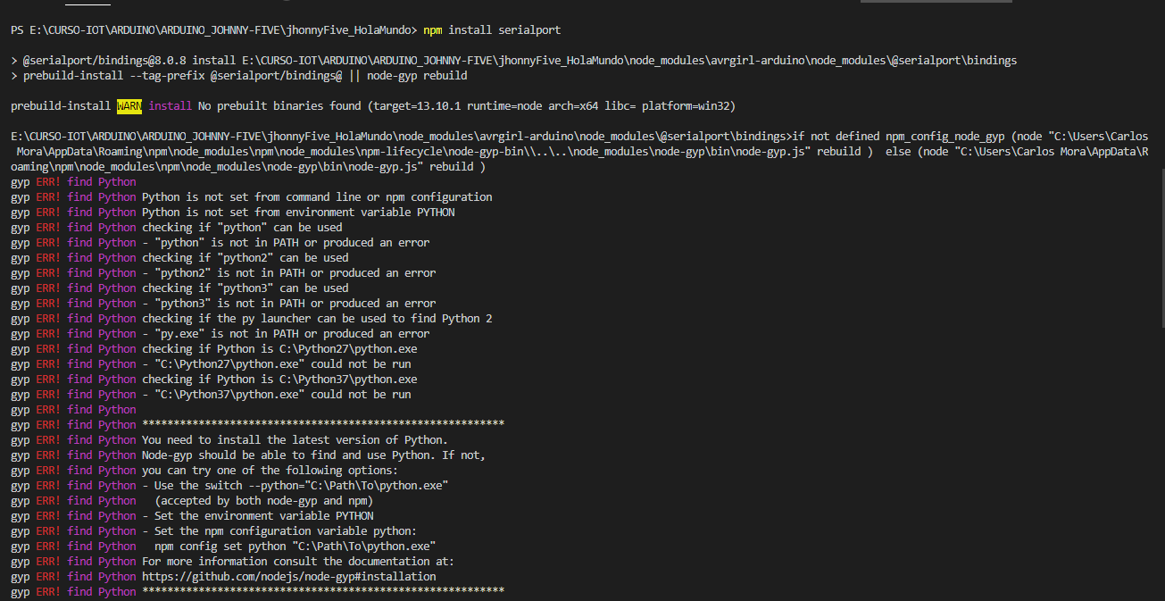 no funciona johnny-five · Issue #1684 · rwaldron/johnny-five · GitHub