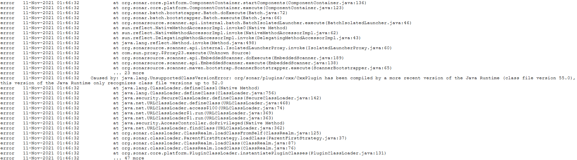 Analysis of Maven project failed due to Sonar-cxx plugin Java error · Issue #2285 ...