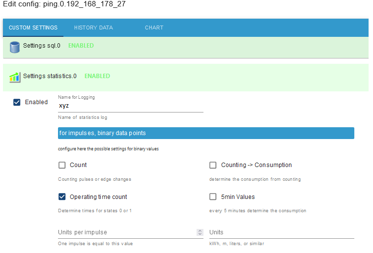 Using Ping Adapter I get massive number of warnings: State value to set for "statistics.0.temp ...