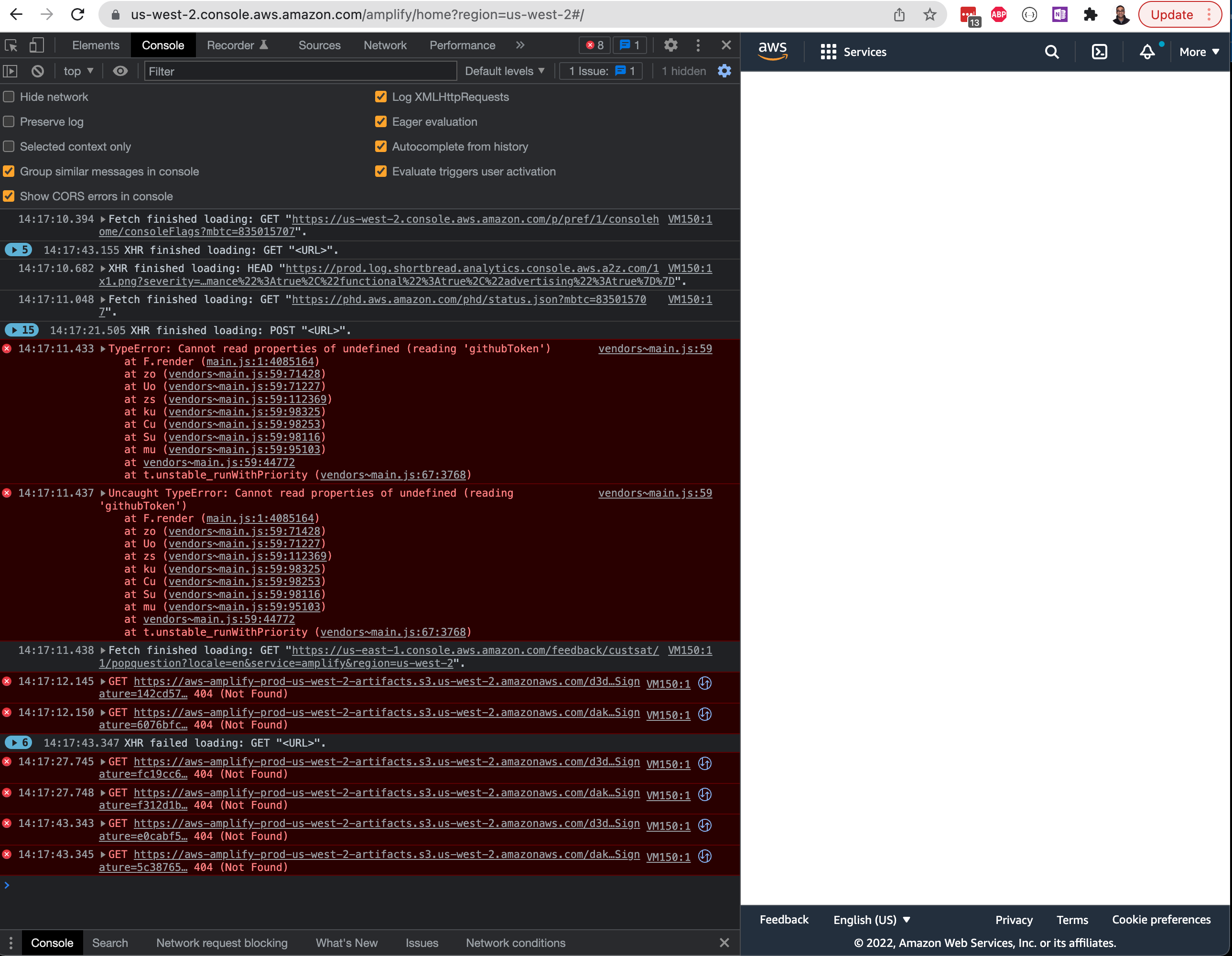 Console Has Stopped Loading Due To Undefined Reading Githubtoken
