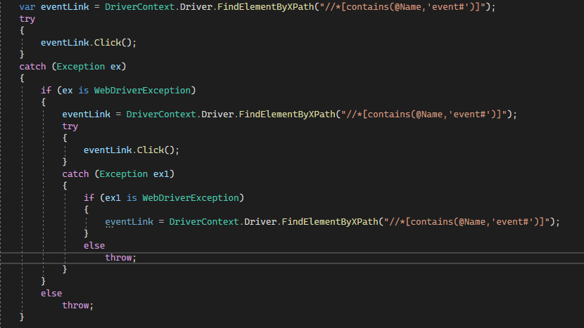 Driver found the element but could not click because of the "An element command failed because ...