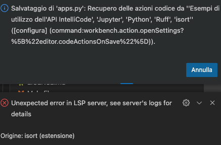 isort error: "Unexpected error in LSP server" · Issue #121 · astral-sh/ruff-vscode · GitHub
