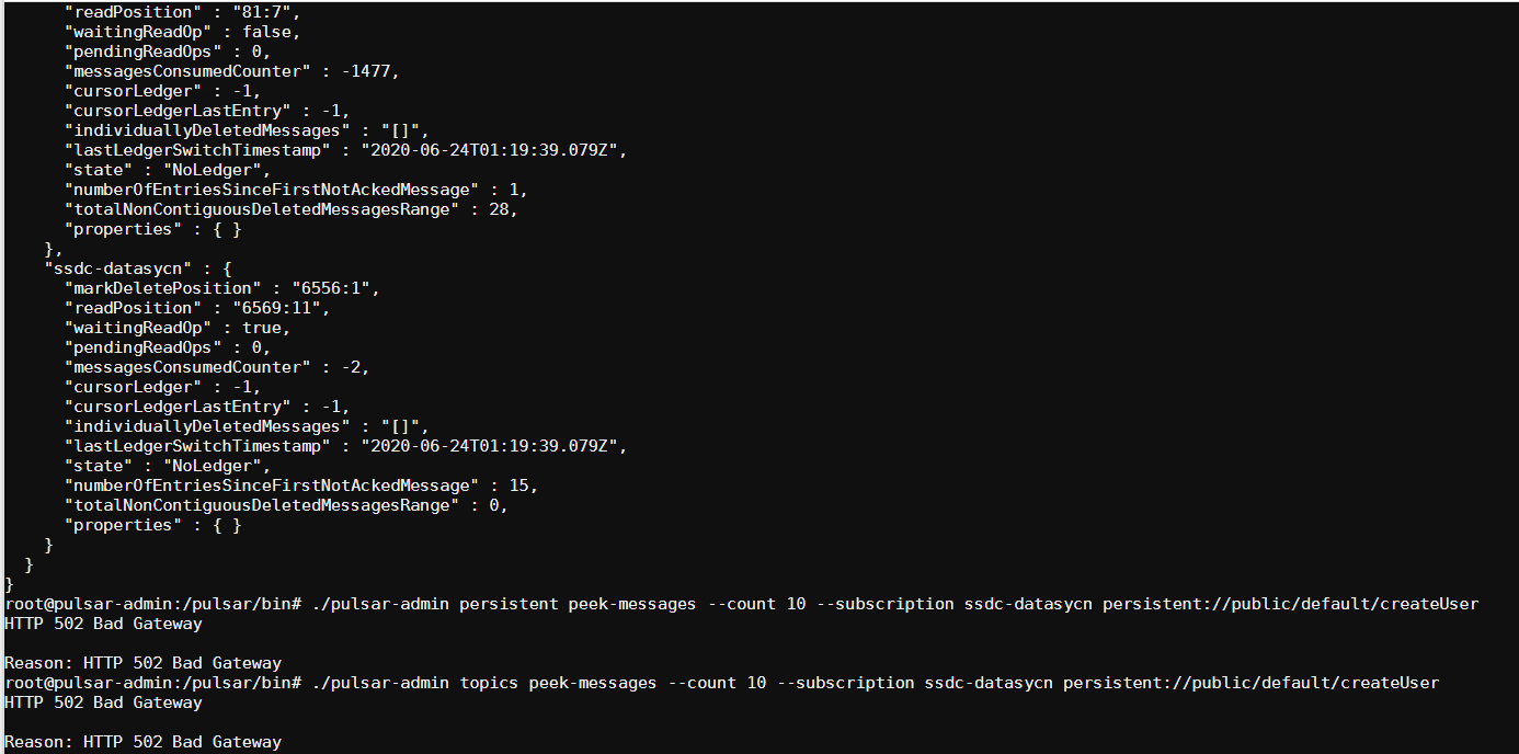 v2.3.2 pulsar-admin CLI return HTTP 502 Bad Gateway · Issue #7382 · apache/pulsar · GitHub