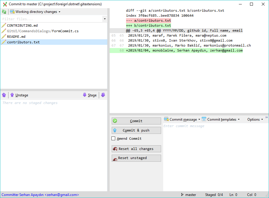The method "RestoreSelectedFiles" should always update "SelectedIndex" of both staged and ...