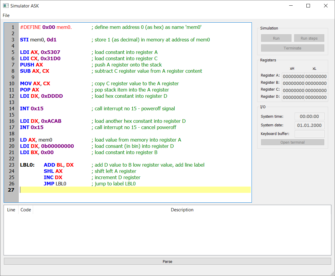 GitHub - superdeee/ask-simulator: Assembly language editor/parser ...