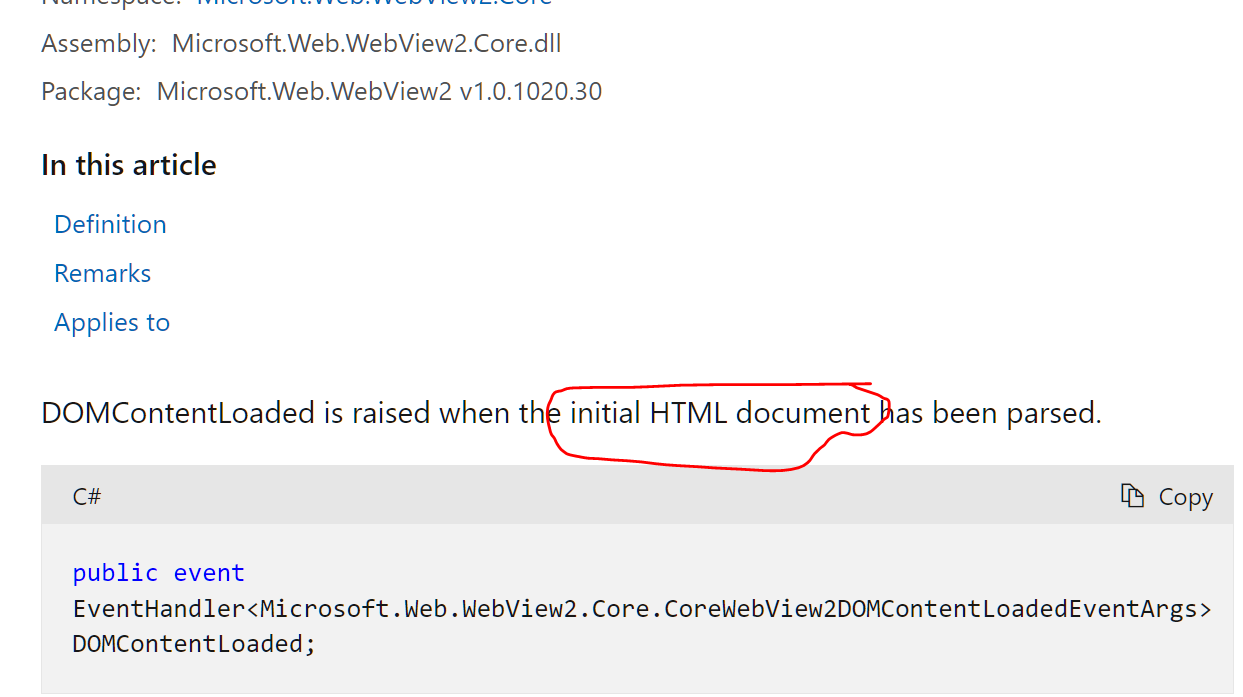 Event : DOMContentLoaded · Issue #1962 · MicrosoftEdge/WebView2Feedback · GitHub