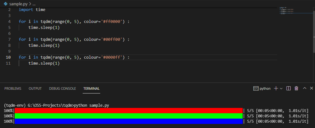 Issue with hex colour in VS Code terminal · Issue #1298 · tqdm/tqdm · GitHub
