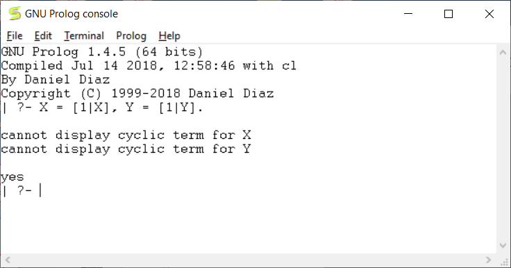 top-level hangs for cyclic terms · Issue #20 · sasagawa888/nprolog · GitHub