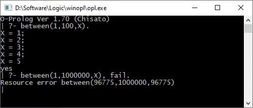 between/3 should run in constant space · Issue #41 · sasagawa888/nprolog · GitHub