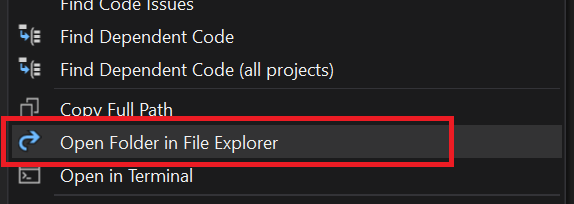 Visual Studio context action opens built-in File explorer instead of ...