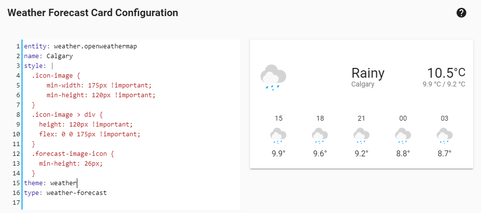 weather-forecast card does not respect `theme:` override when using ...