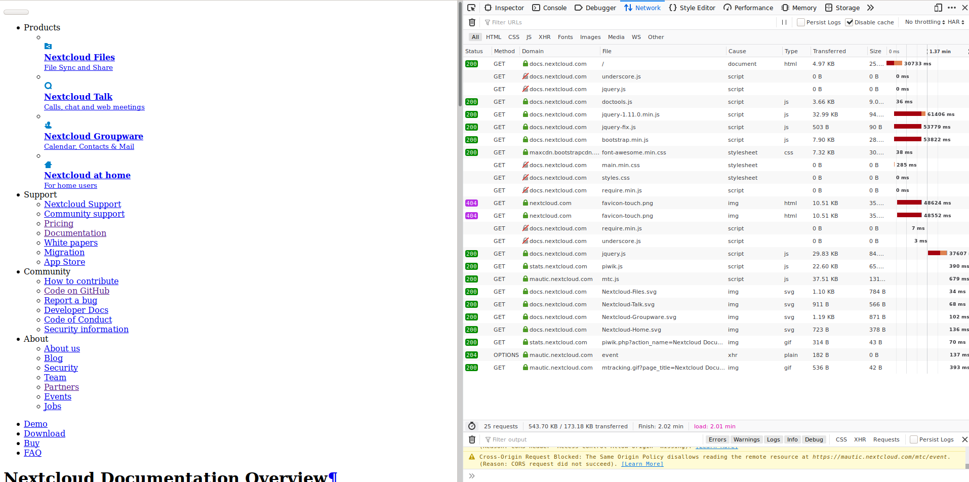 docs.nextcloud.com is painfully slow · Issue #1654 · nextcloud/documentation · GitHub