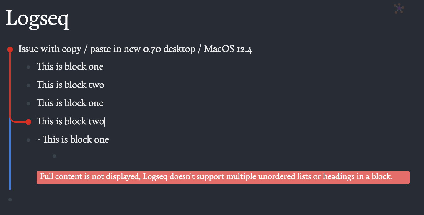 Regression in block-level copy/paste in 0.7.1 MacOS desktop · Issue #5522 · logseq/logseq · GitHub
