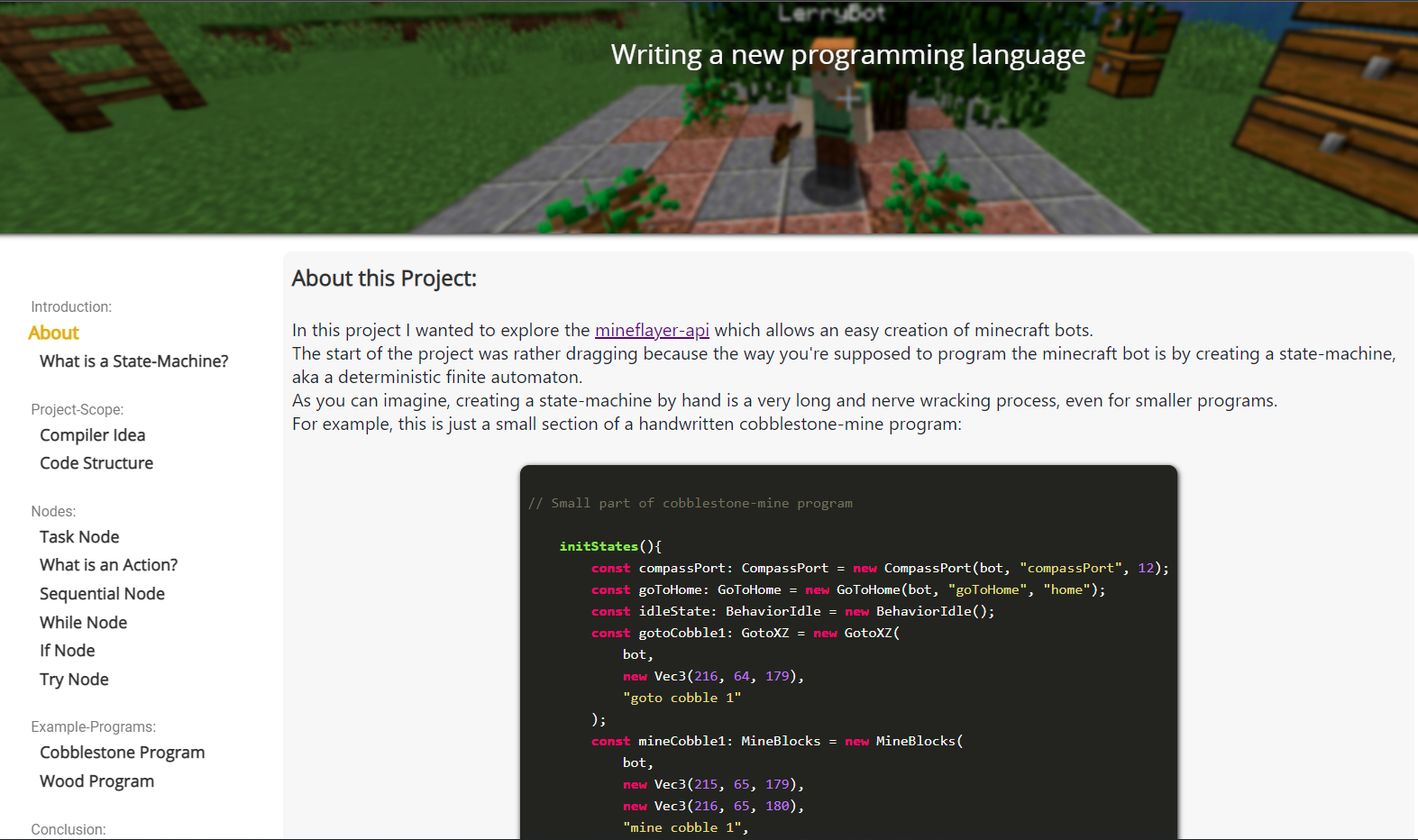 Github Manuellerchner Minecraft Bot Website A Project Documentation Website For My Mineflayer
