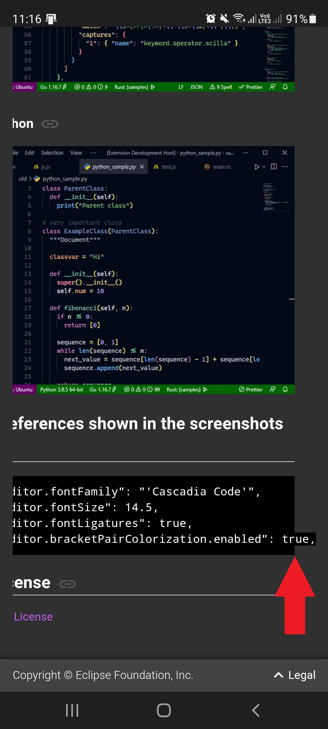 UI issue when displaying code in extension overview page · Issue #360 · eclipse/openvsx · GitHub