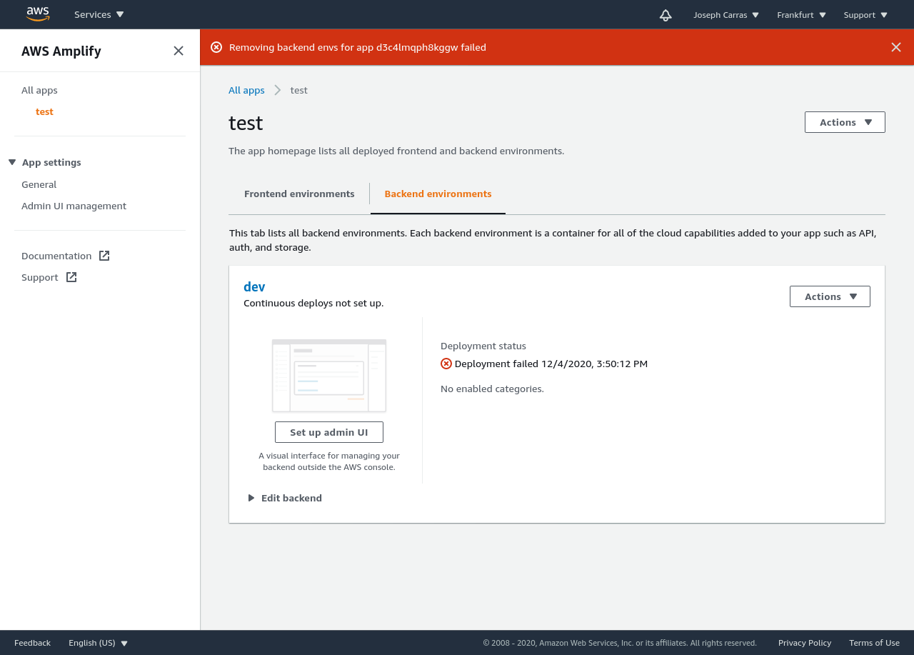 amplify init failed to complete and created an undeletable app · Issue #6156 · aws-amplify ...