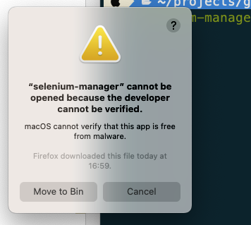 [🚀 Feature]: Notorize Selenium Manager binary for macOS · Issue #11673 · SeleniumHQ/selenium ...
