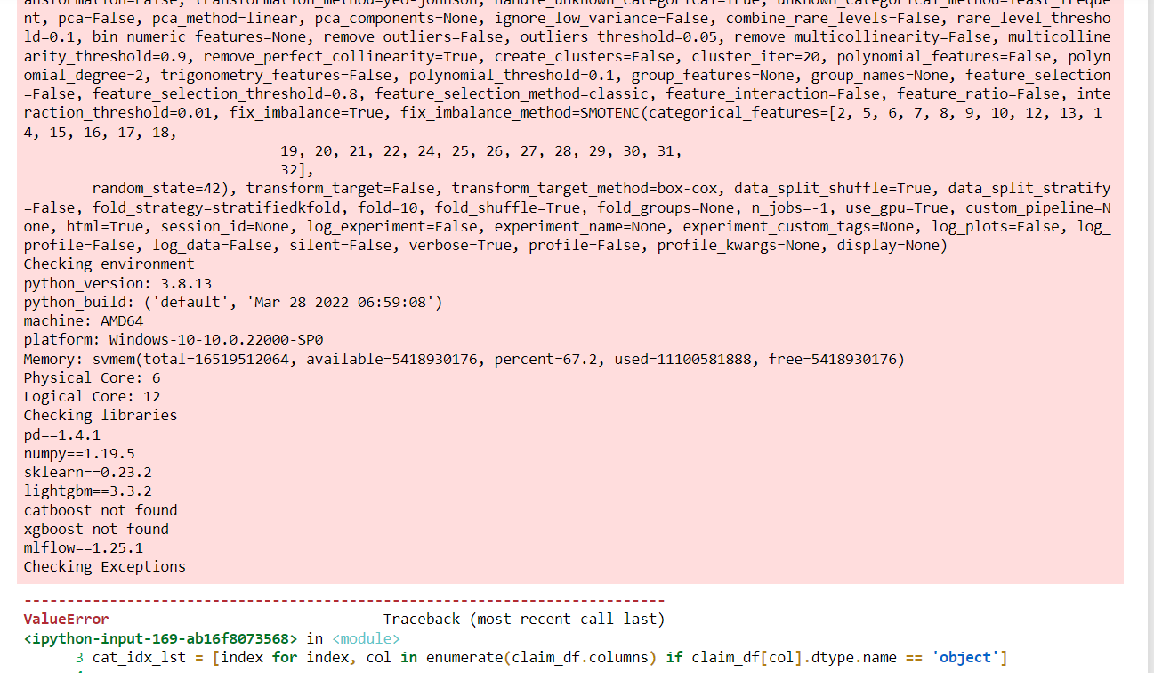 [ENH]: Improve error message when classification target column is part of `categorical_features ...