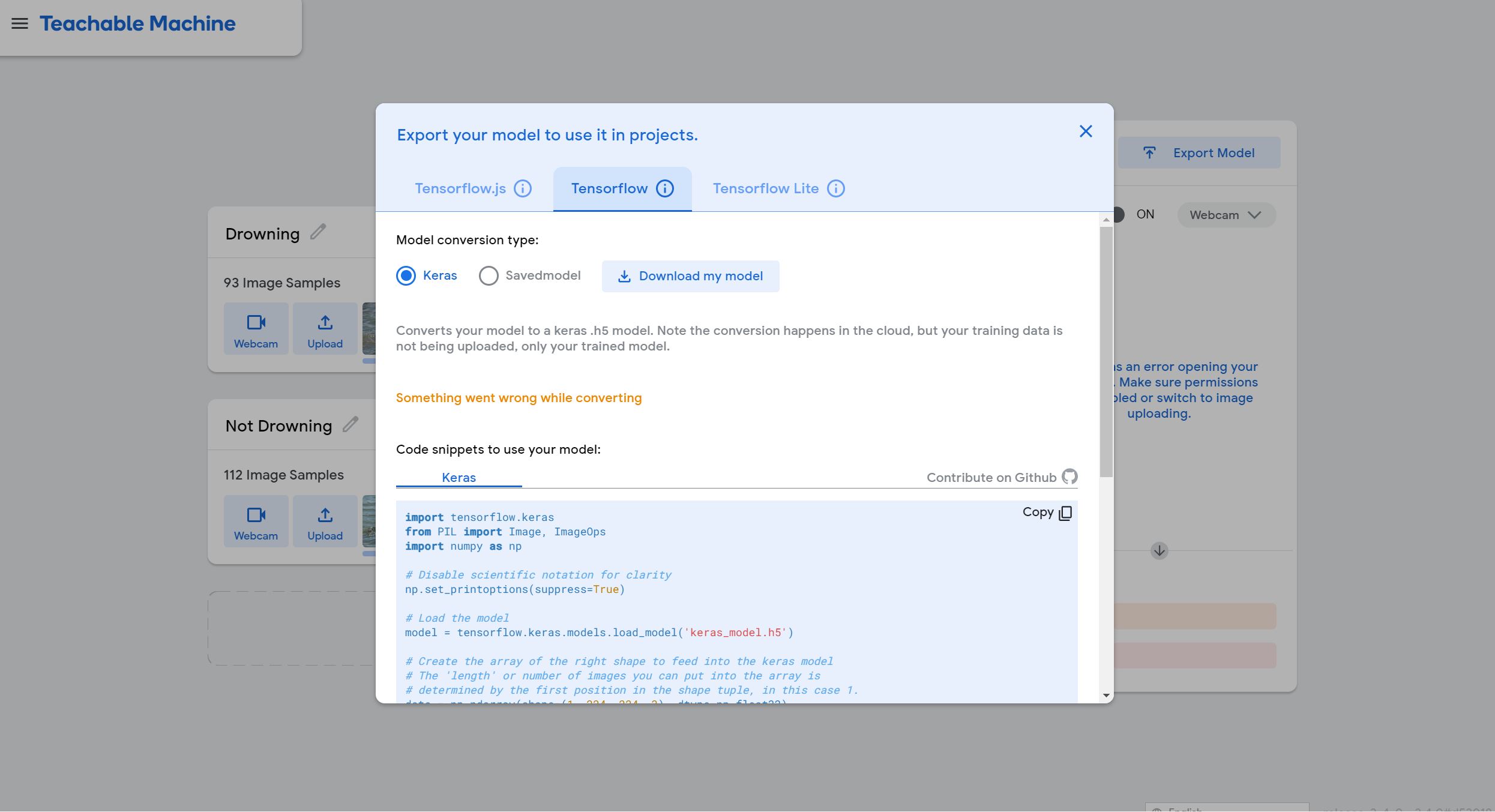 [BUG]: Keras and SavedModel conversion always leads to "something went wrong while converting ...