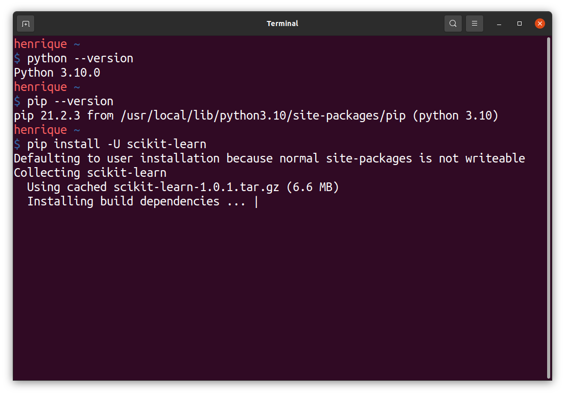 Sklearn Installation Via Pip In Python 3 10 Linux ubuntu 20 04 Dist