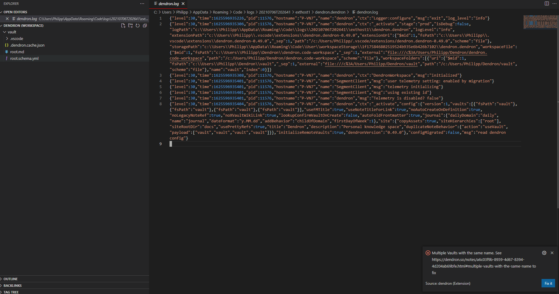 "Multiple vaults with the same name" when continuing freshly created workspace. · Issue #932 ...