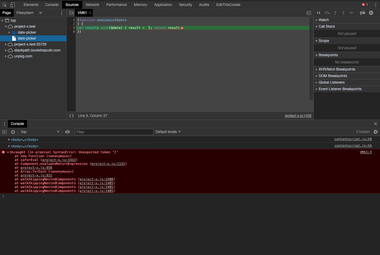 Unhandled Promise and Unexpected Token · Issue #15 · alpinejs/alpine · GitHub
