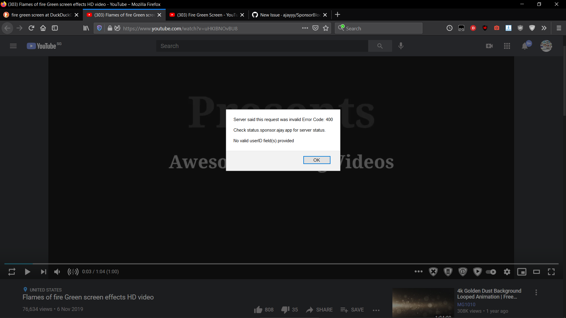 [No valid userID field(s) provided] Error · Issue #674 · ajayyy/SponsorBlock · GitHub
