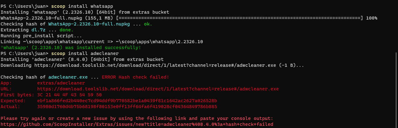 Adwcleaner840 Hash Check Failed · Issue 11699 · Scoopinstallerextras · Github 