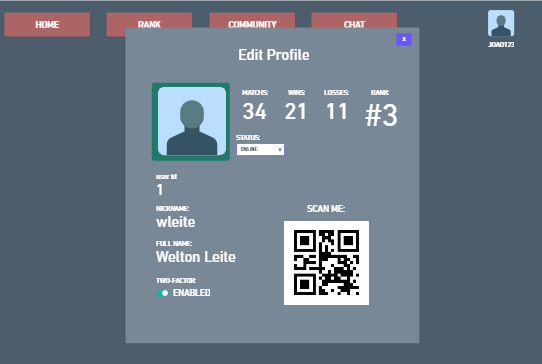 display profile information - Profile image / Wins / Losses / Rank / nickname / status · Issue ...