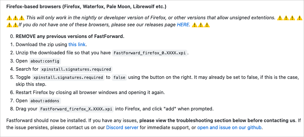 Cannot install extension in firefox · Issue #971 · FastForwardTeam/FastForward · GitHub