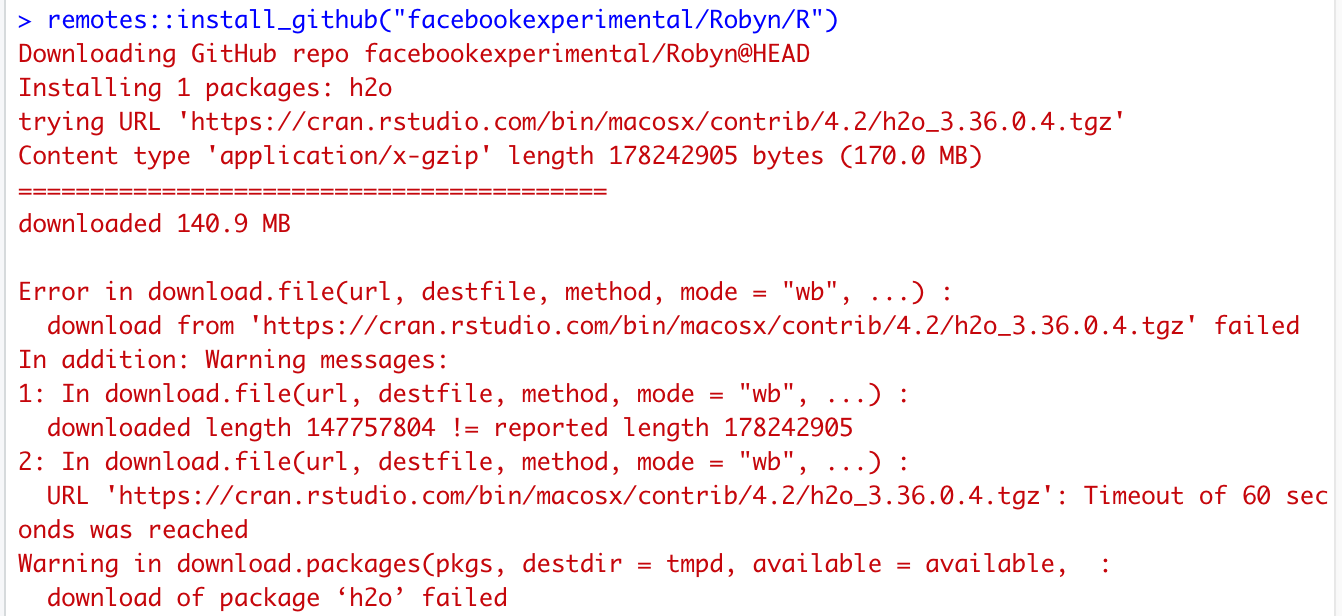 Getting errors in (remotes::install_github("facebookexperimental/Robyn ...